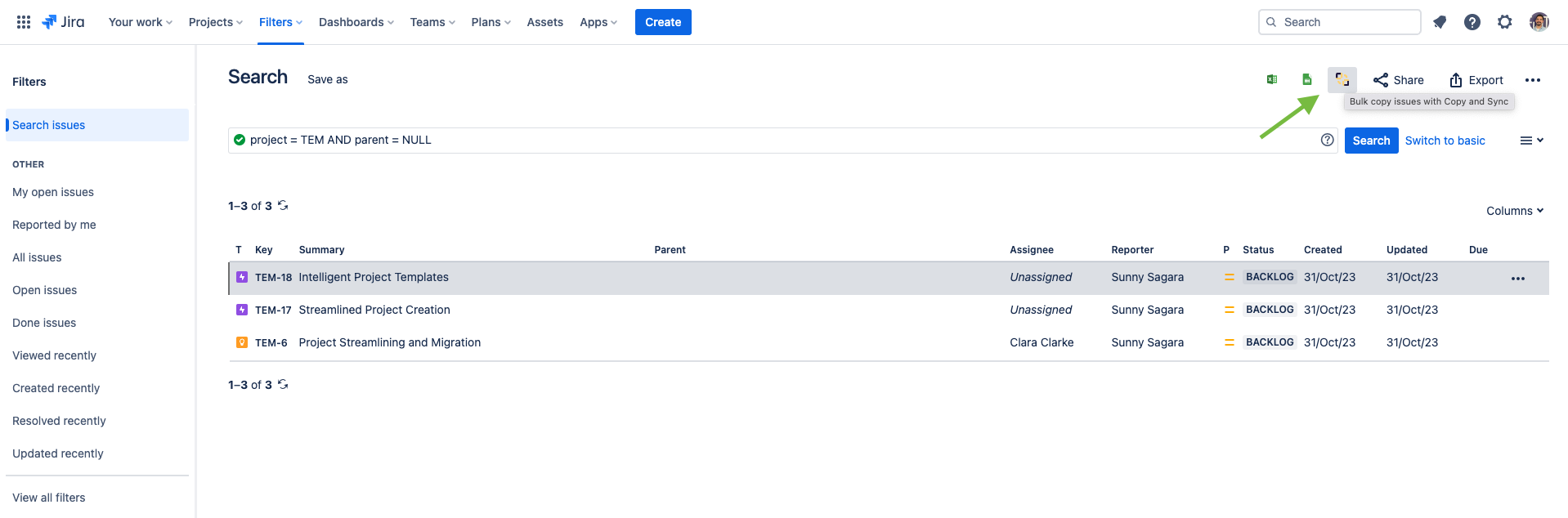 Clone a project in Jira (configuration and issues)